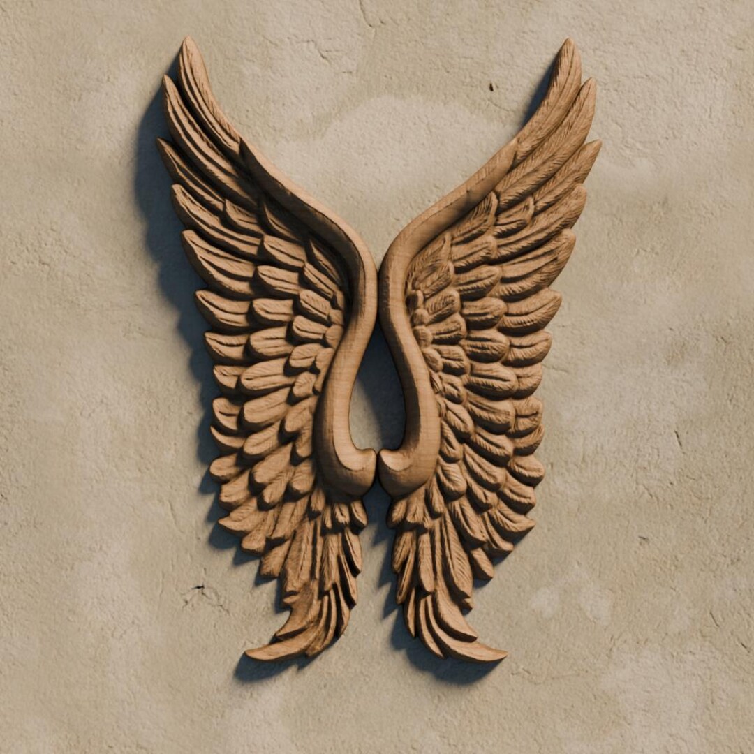 3D STL Design | Angel Wings Bas-relief | CNC Routers | 3D Printing - Etsy