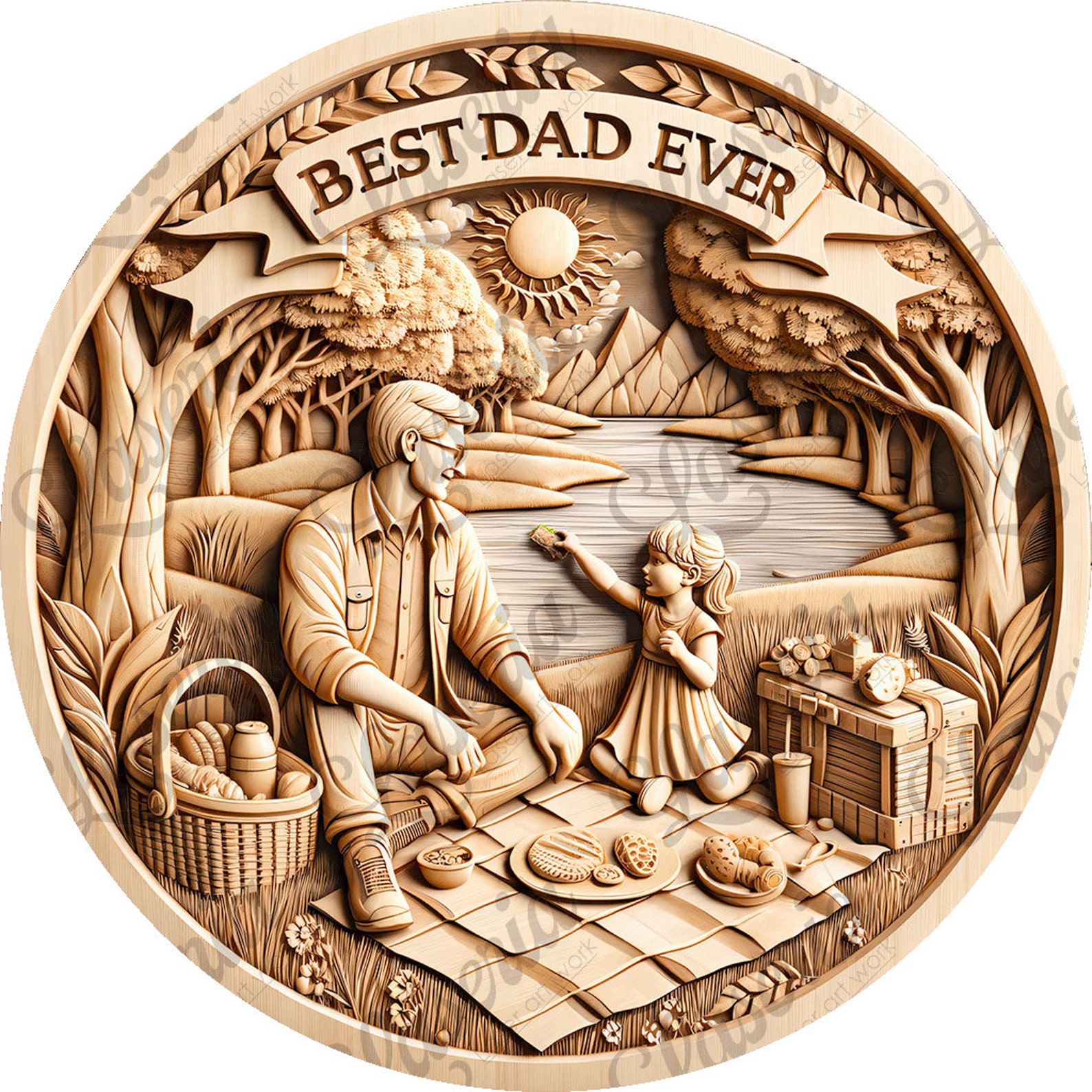 Best Dad Ever Reading Together 3D Engraving Design - Digital File for ...