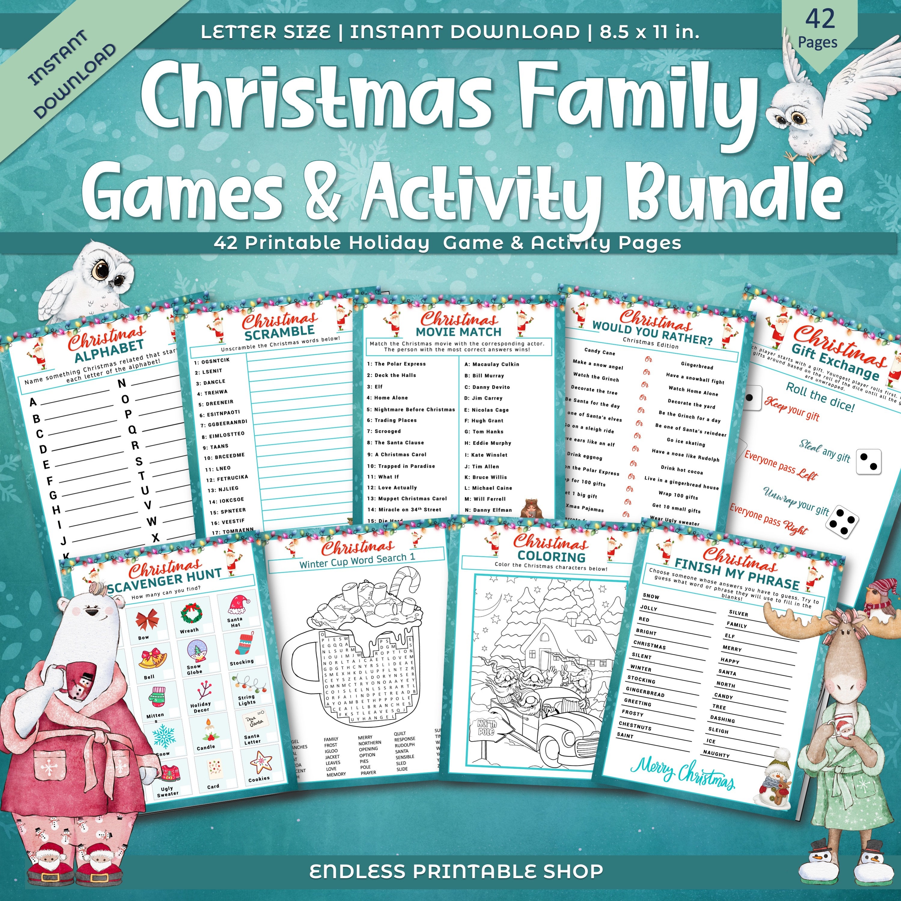 Christmas Game Bundle | Printable Christmas Party Games and Activities ...