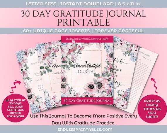 30 Day Gratitude Journal Printable Mindfulness Grateful - Etsy