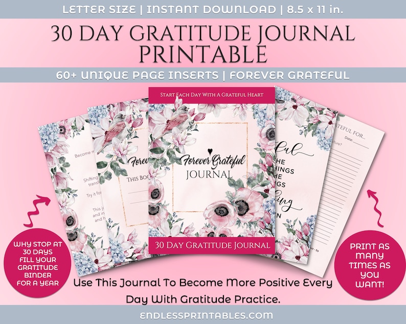 30 Day Gratitude Journal Printable Mindfulness Grateful - Etsy