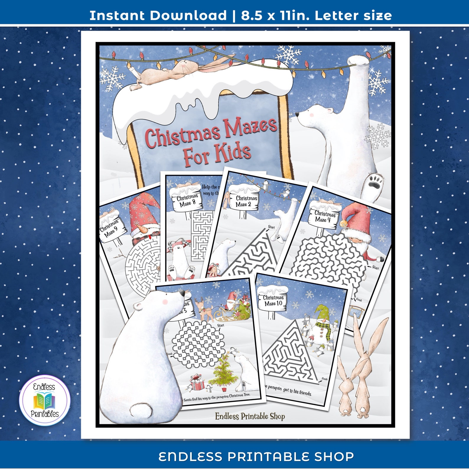 Printable Christmas Maze Pages for Kids Christmas Games for Children ...