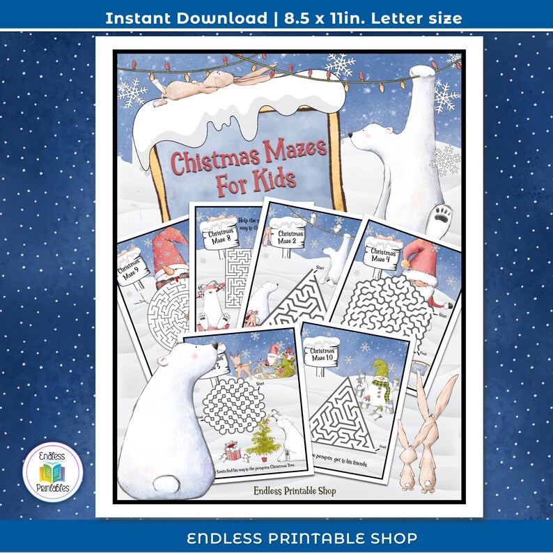 Printable Christmas Maze Pages for Kids Christmas Games for Children ...