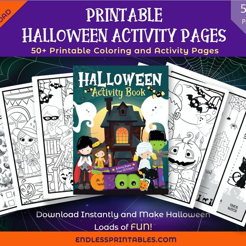 Halloween Kids Activity Pages Printable Halloween Activity - Etsy