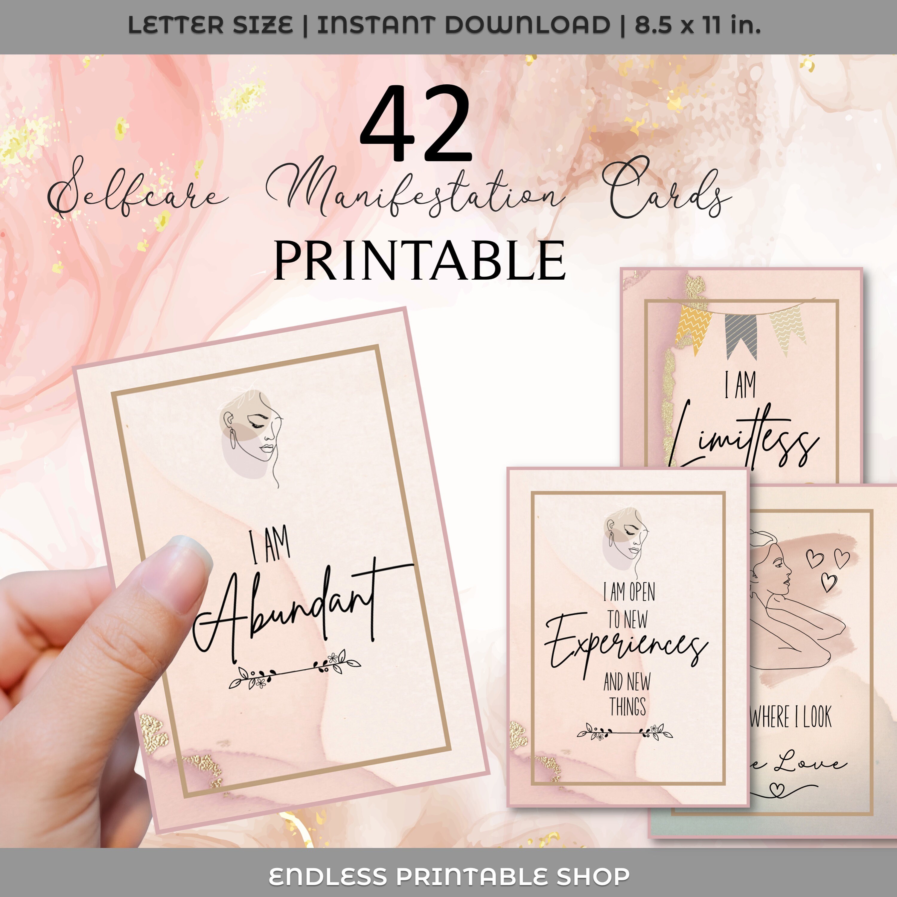 42 Positive Affirmation Cards - Self-care & Manifestation (printable ...