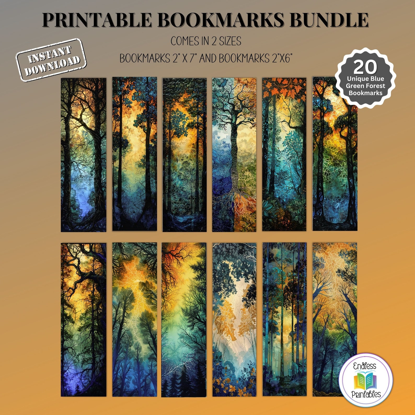 Forest Printable Bookmarks Bundle - 20 PNG Designs (digital Download ...