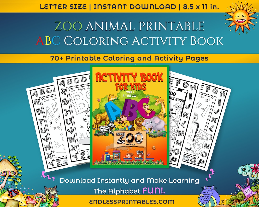 ZOO Animals ABC Coloring Book - 70+ Kids Activity Sheets & Homeschool ...