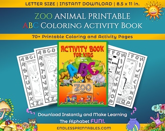 ZOO Animals Printable ABC Coloring Book 70 Kids Learning - Etsy