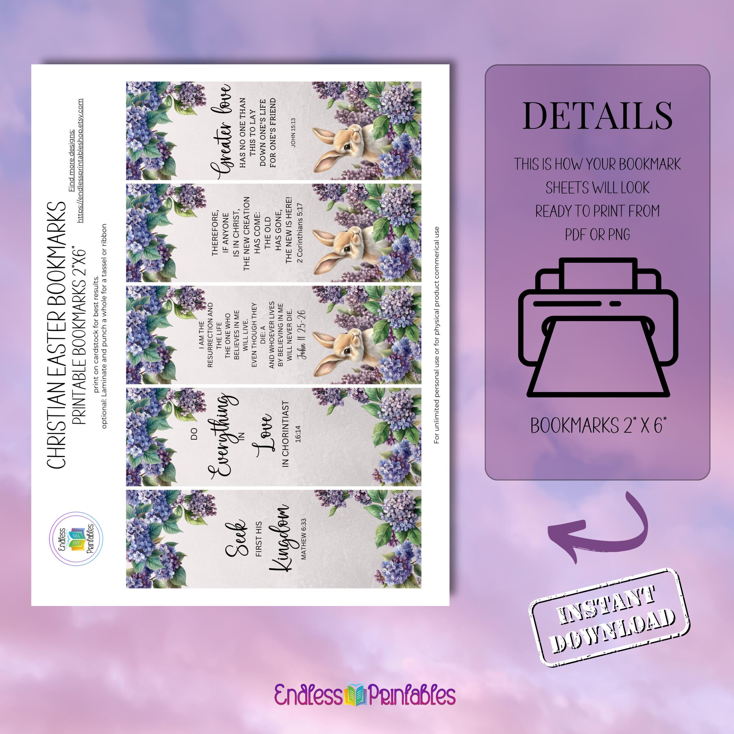 Christian Easter Bookmarks Printable Religious Easter Gifts, Bible ...