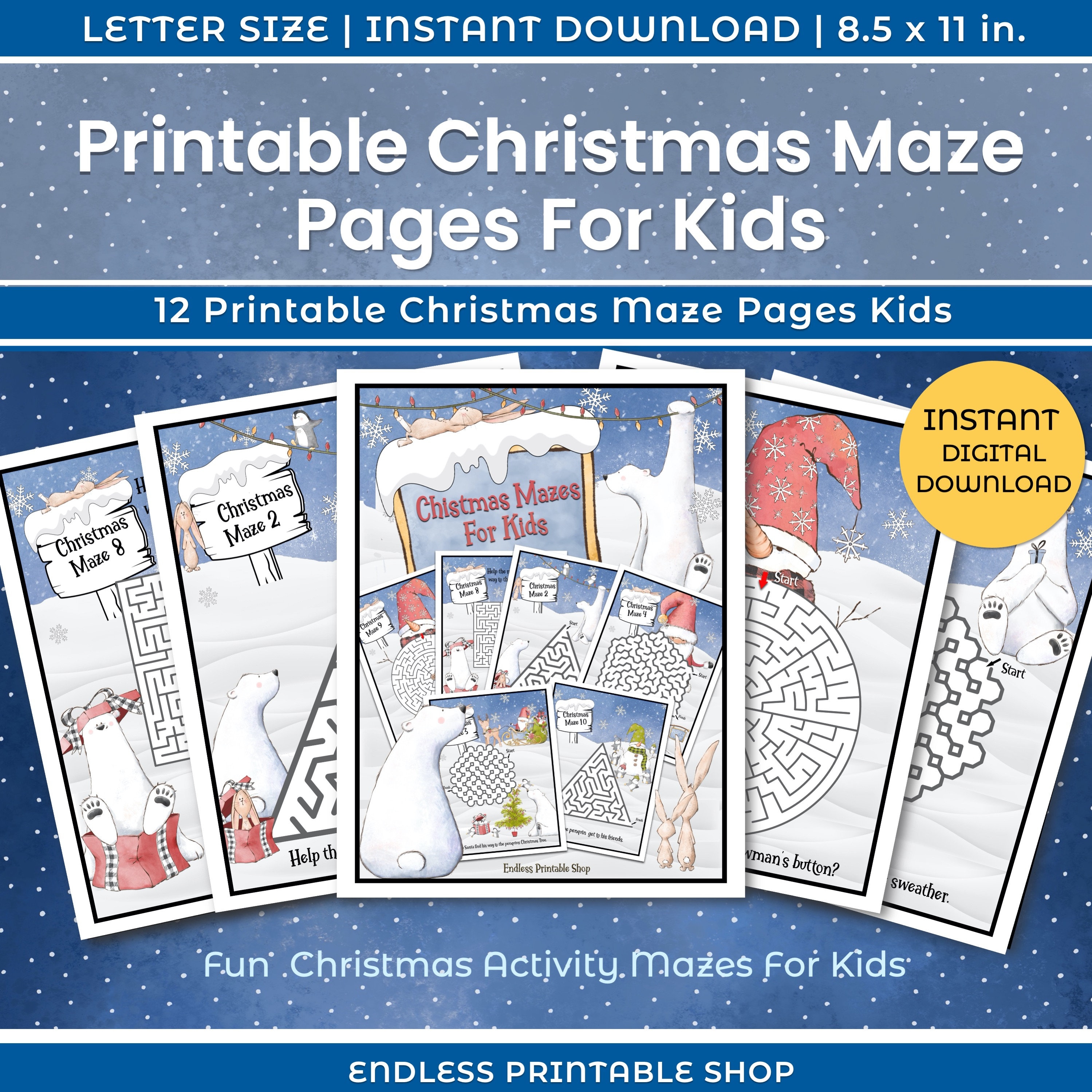 Printable Christmas Maze Pages for Kids Christmas Games for Children ...