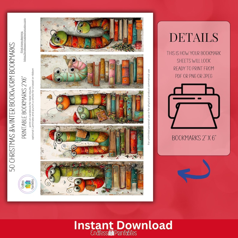 Christmas Bookmarks Printable – 50 Bookworm Designs | Winter Reading ...