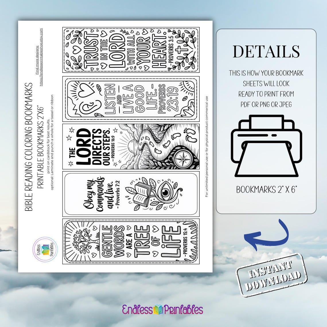 Proverbs Bible Verse Coloring Bookmarks, 74 Christian Devotional (PDF ...