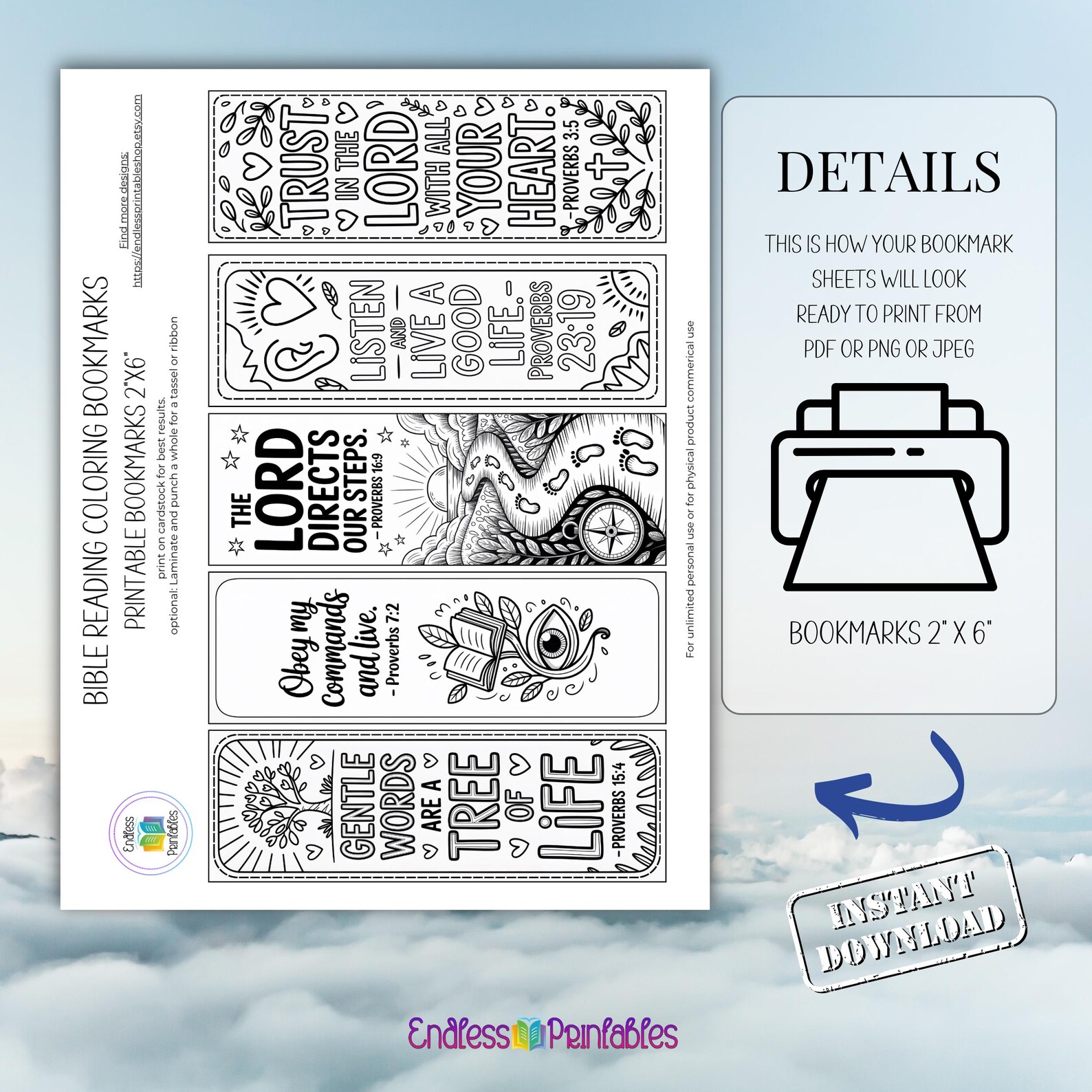Proverbs Bible Verse Coloring Bookmarks, 74 Christian Devotional (PDF ...