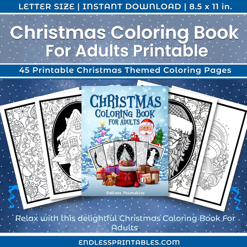 Printable Christmas Coloring Book for Adults | 45 Printable PDF Holiday ...