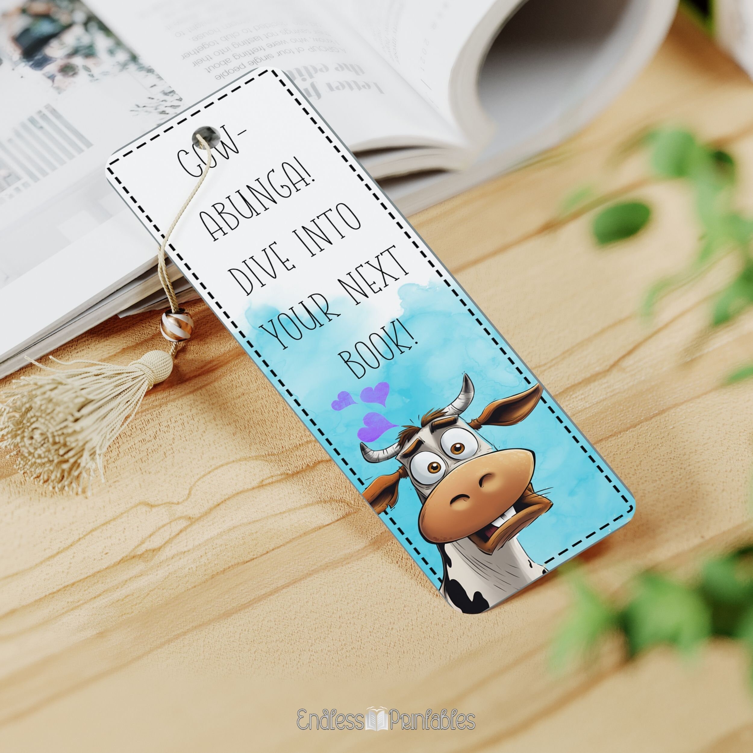 Funny Cow Bookmarks - Printable Animal Quotes Set, Book Lover Gift ...