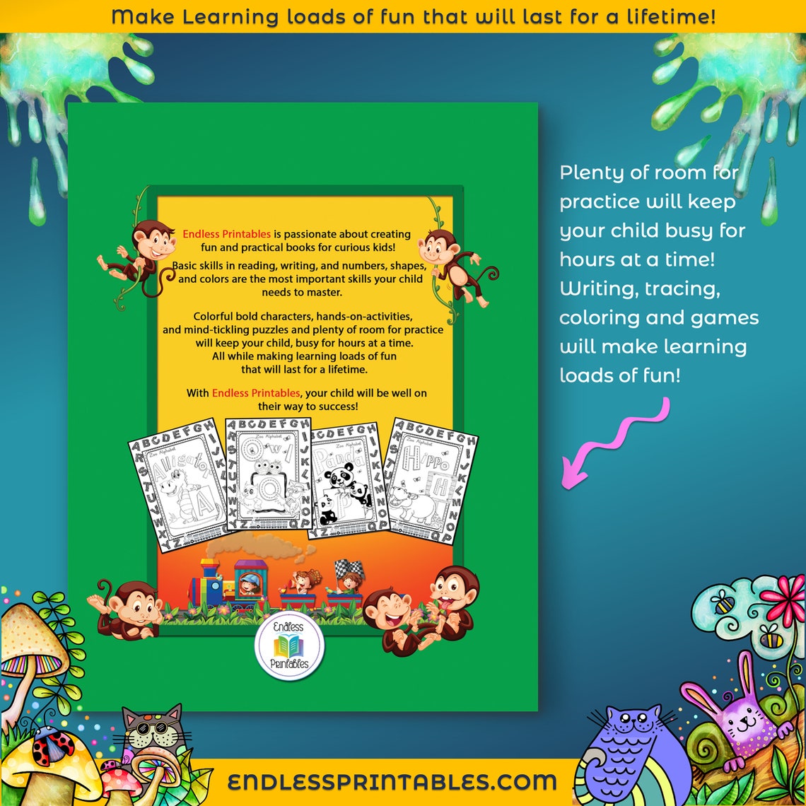 ZOO Animals Printable ABC Coloring Book 70 Kids Learning Activity ...