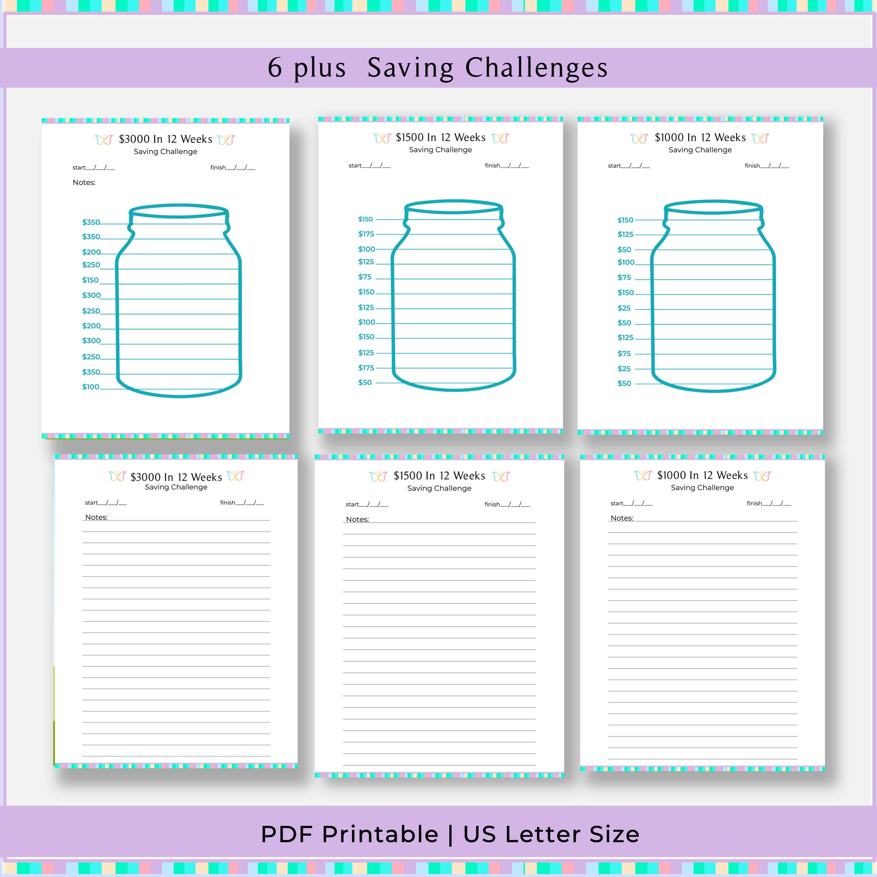 Money Saving Challenge Printable, Savings Tracker Bundle, 100 Envelope ...
