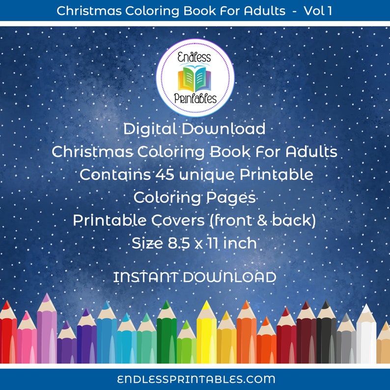 Printable Christmas Coloring Book for Adults 45 Printable | Etsy