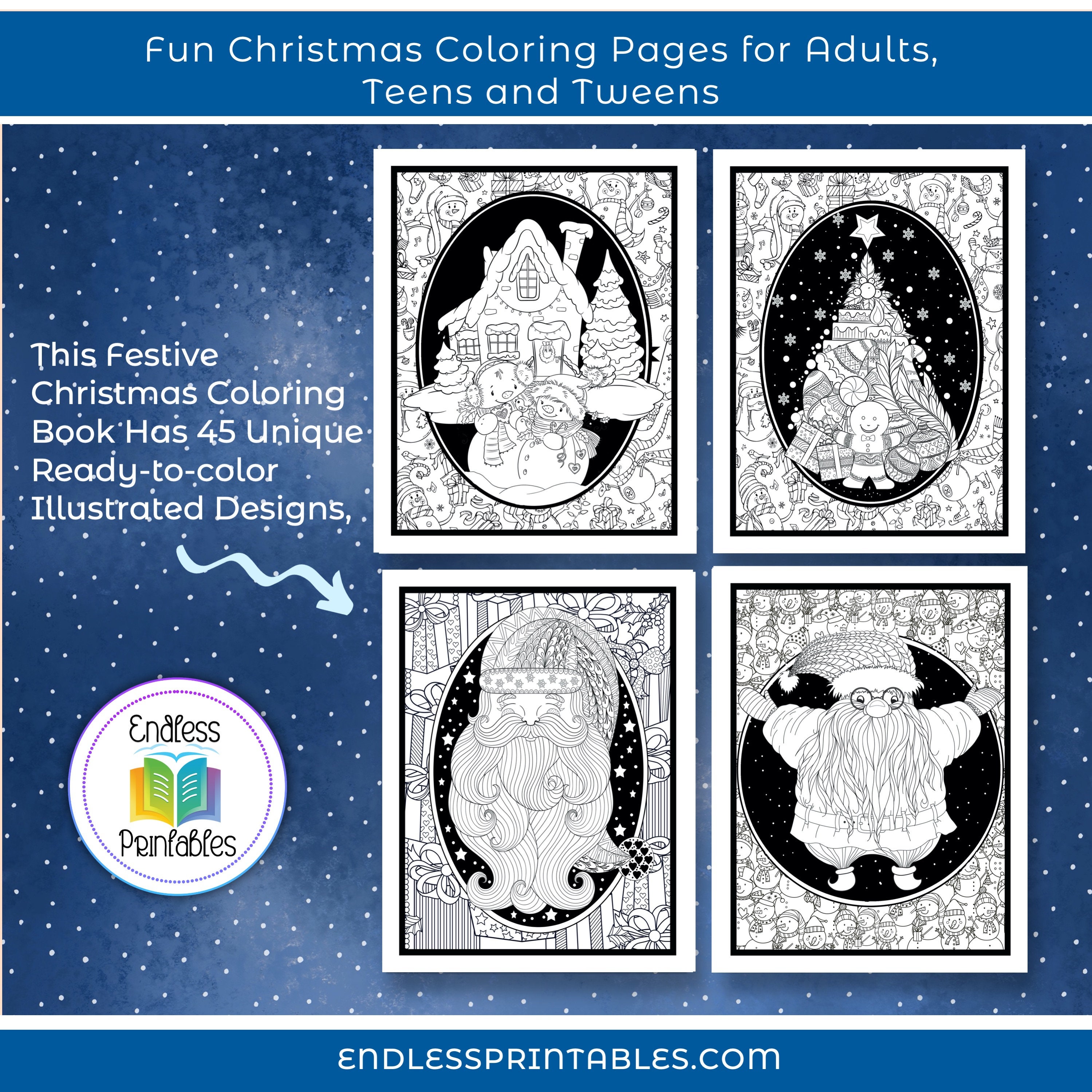 Printable Christmas Coloring Book for Adults 45 Printable - Etsy Canada