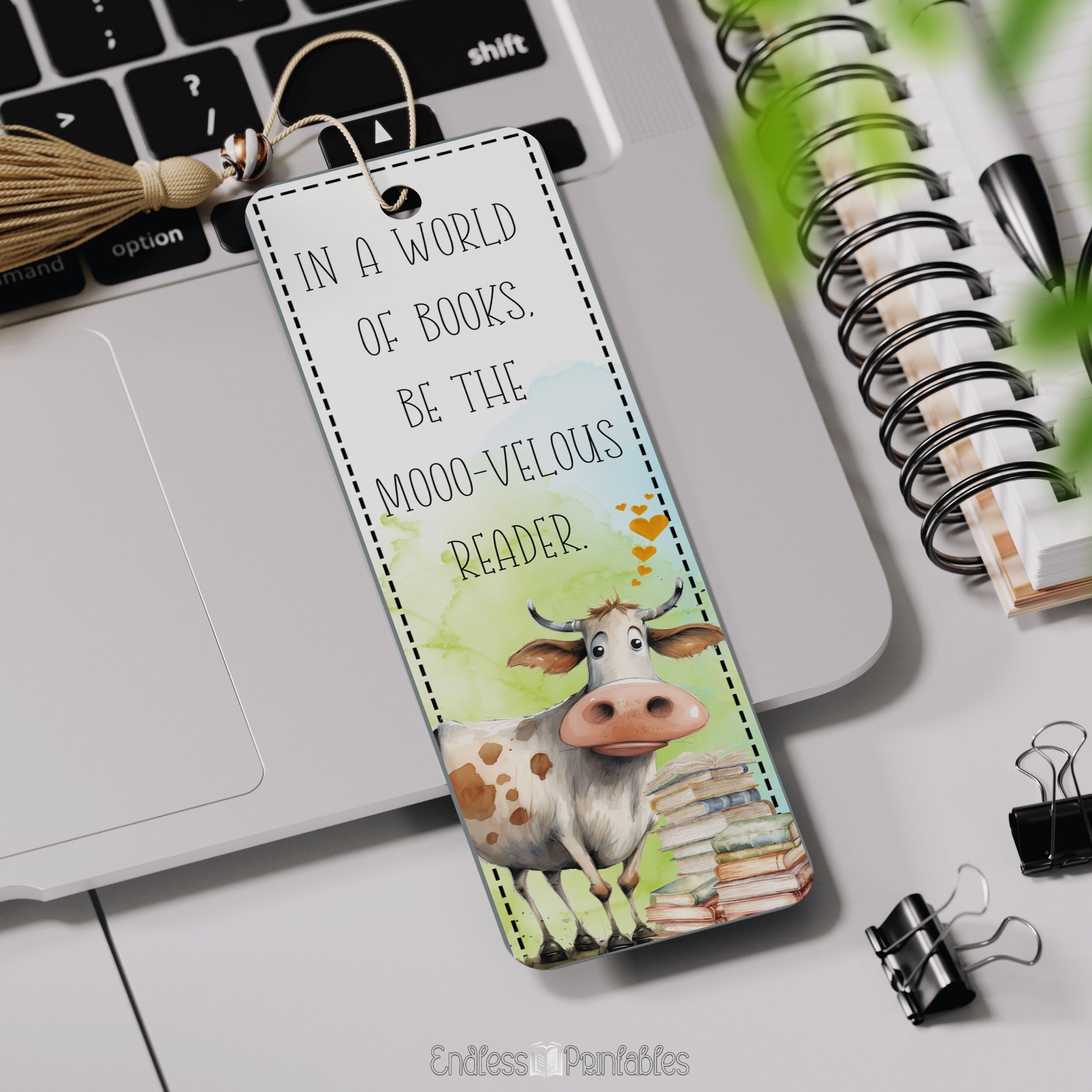 Funny Cow Bookmarks - Printable Animal Quotes Set, Book Lover Gift ...