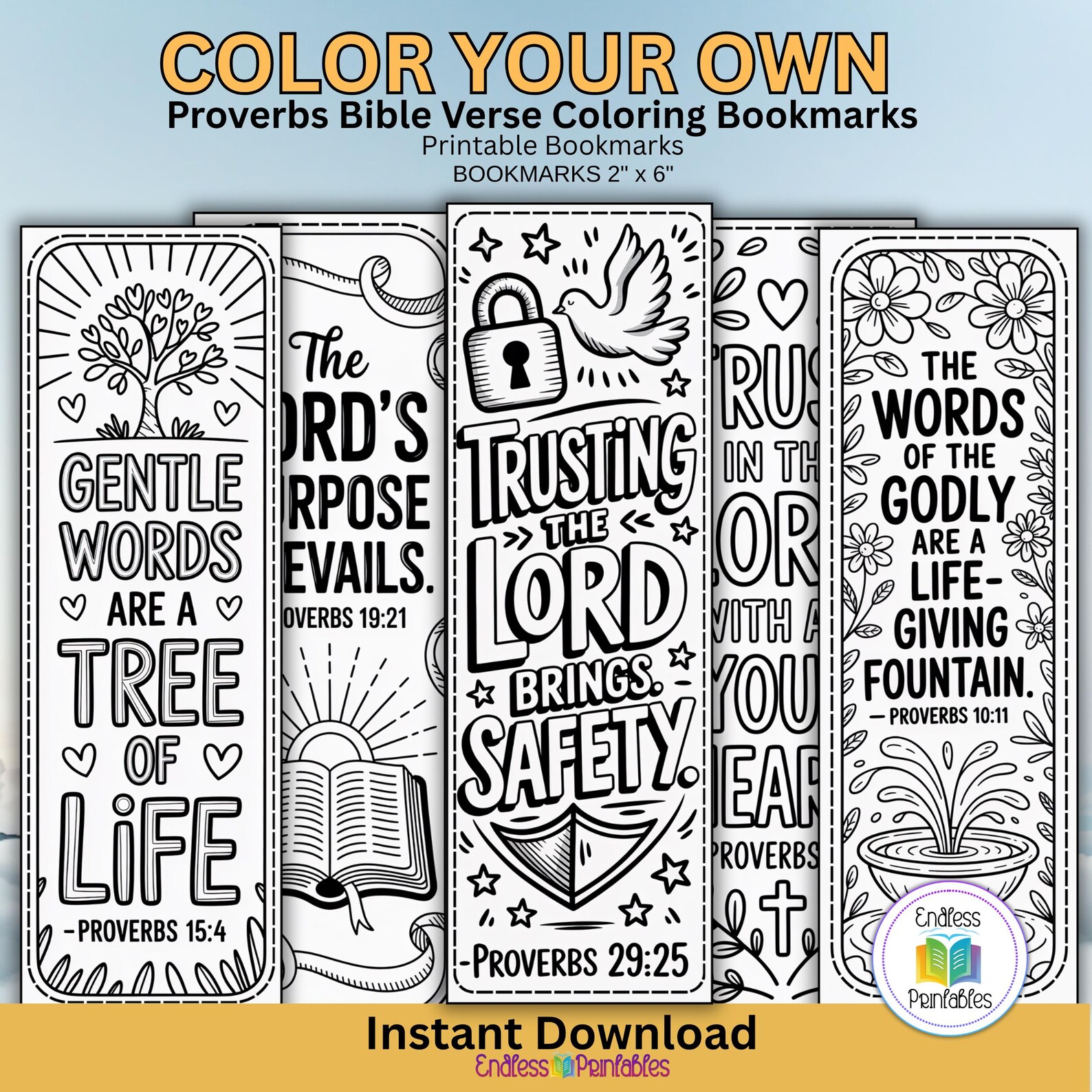 Proverbs Bible Verse Coloring Bookmarks, 74 Christian Devotional (PDF ...