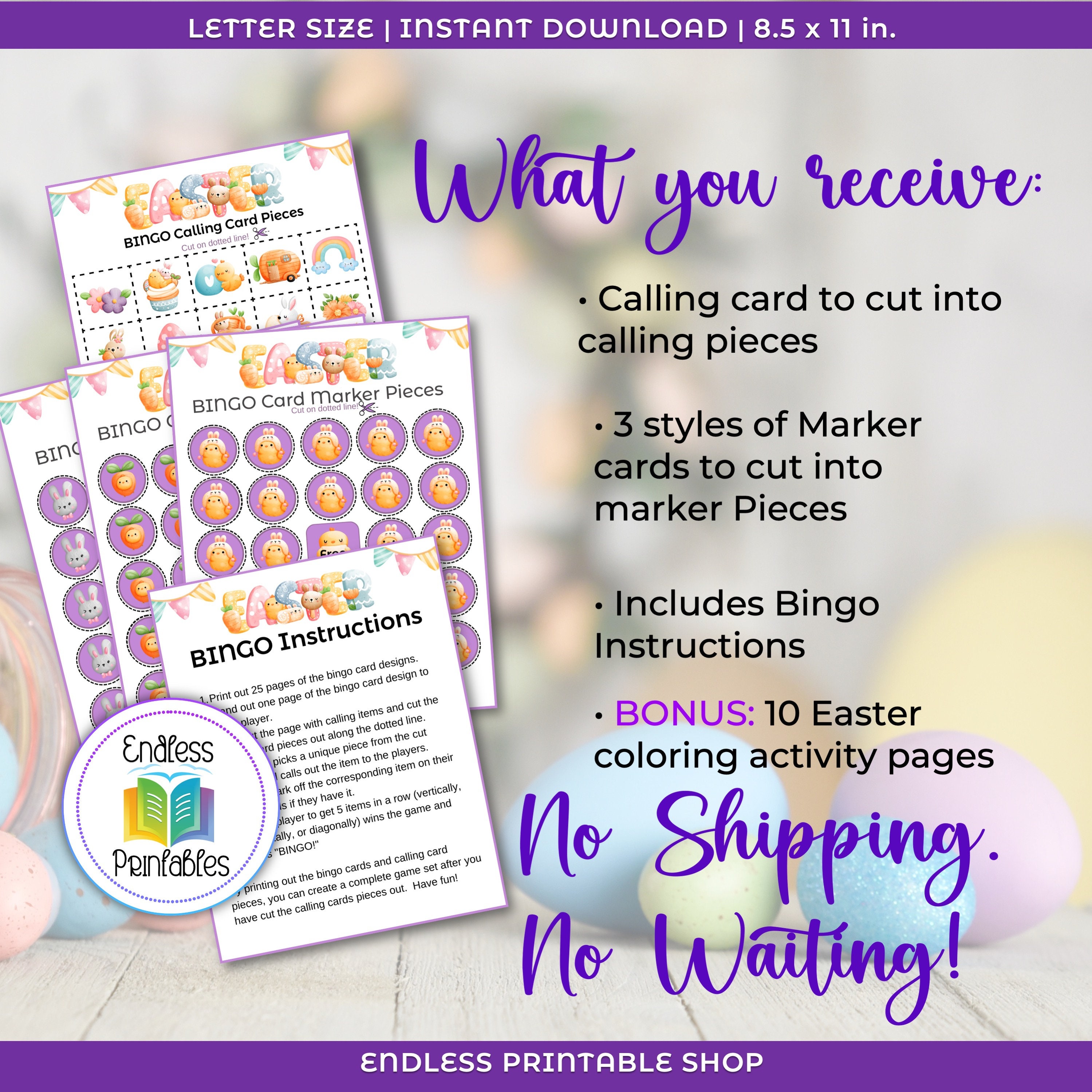 Easter Bingo, Printable Easter Bingo, Kids Party Game, Easter Activity ...