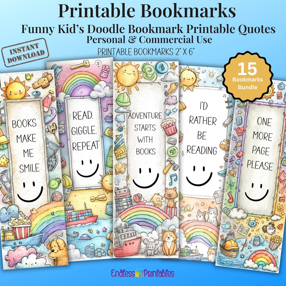 Cute Kids Printable Bookmarks Quote DIY Bookmarks Gifts for Kids Party ...