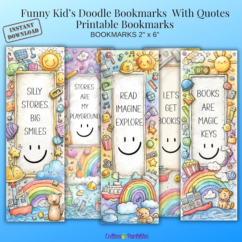 Cute Kids Printable Bookmarks Quote DIY Bookmarks Gifts for Kids Party ...