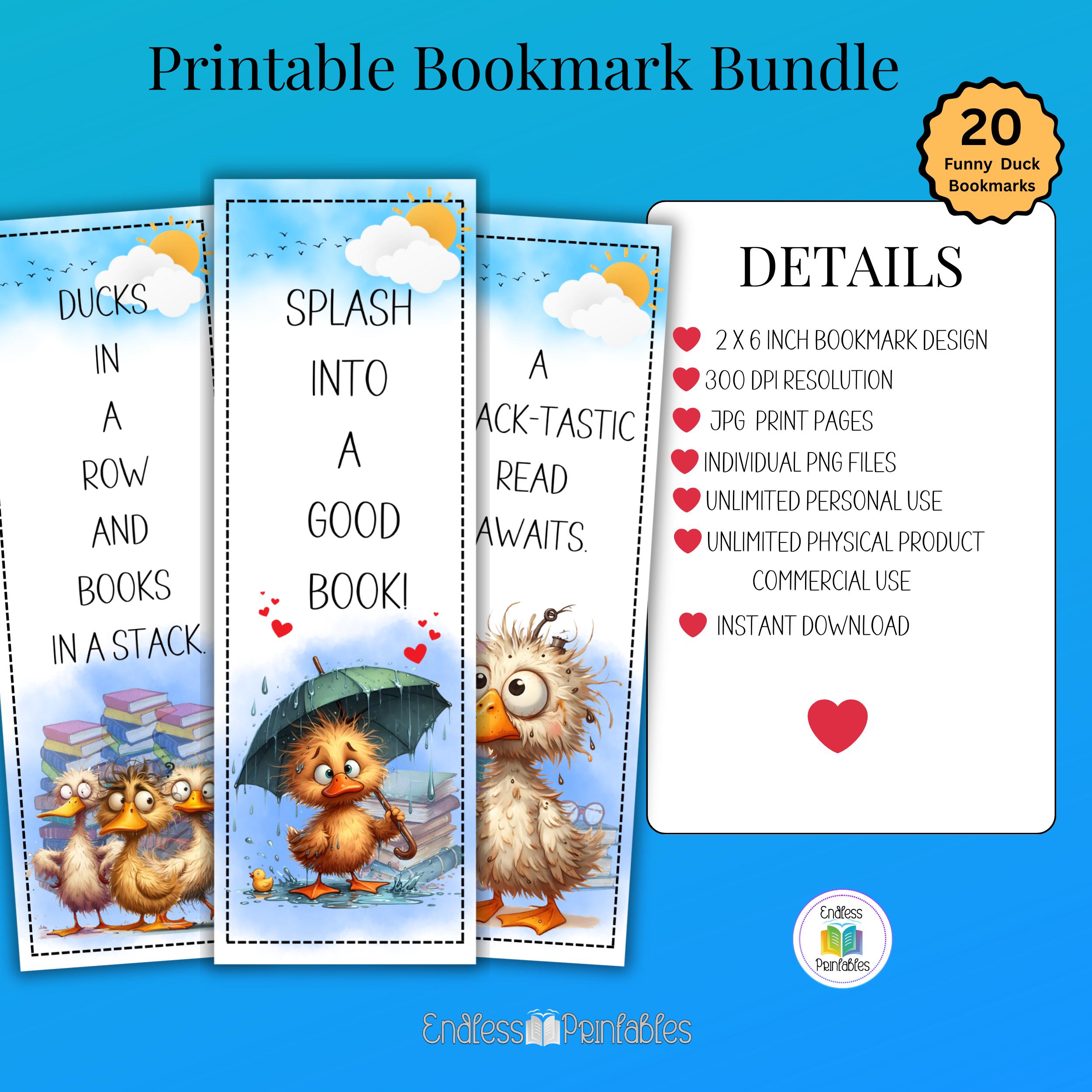 Funny Duck Bookmarks - Printable Animal Quotes Bundle (digital Download ...