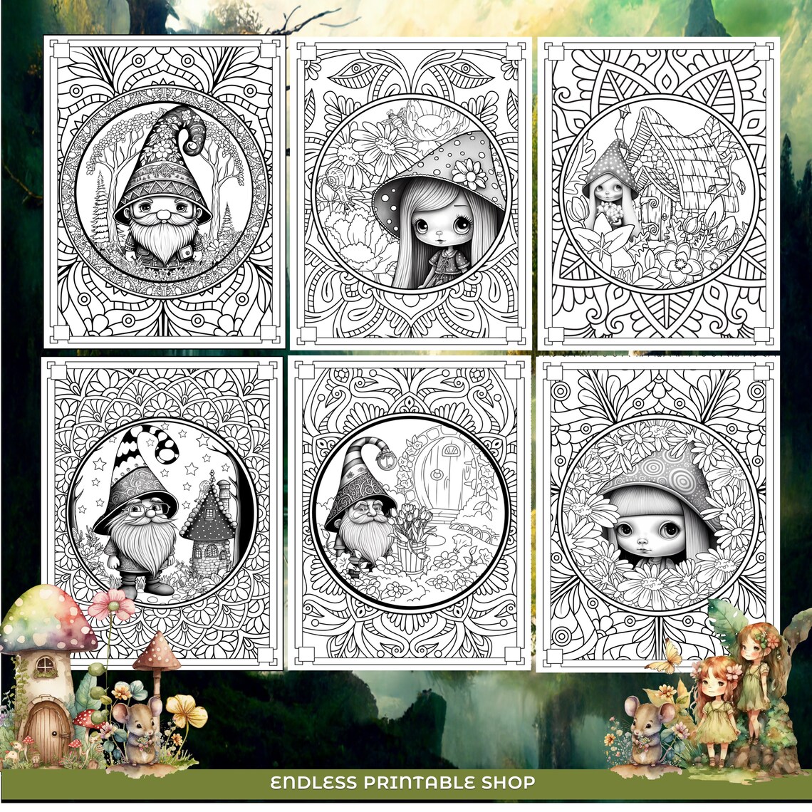 2023 Printable Calendar, Mandala Coloring, Monthly Calendar, Gnome ...