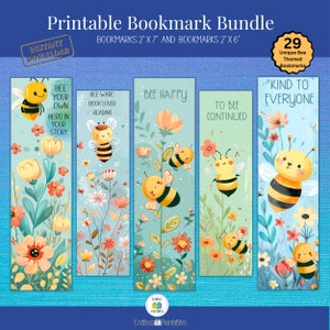 29 Printable Bookmarks, Bee Themed, Bookmark Bundle, PNG Bookmark ...