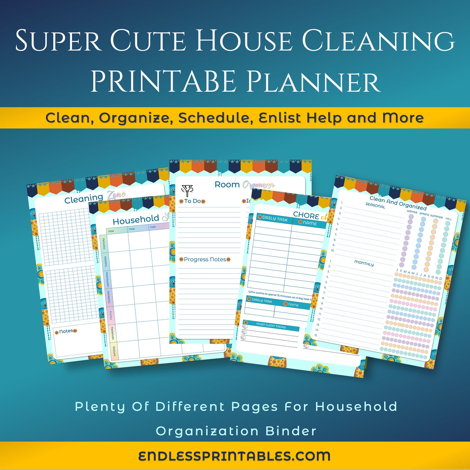 House Cleaning Planner Printable | Ultimate Cleaning Checklist | Zone ...