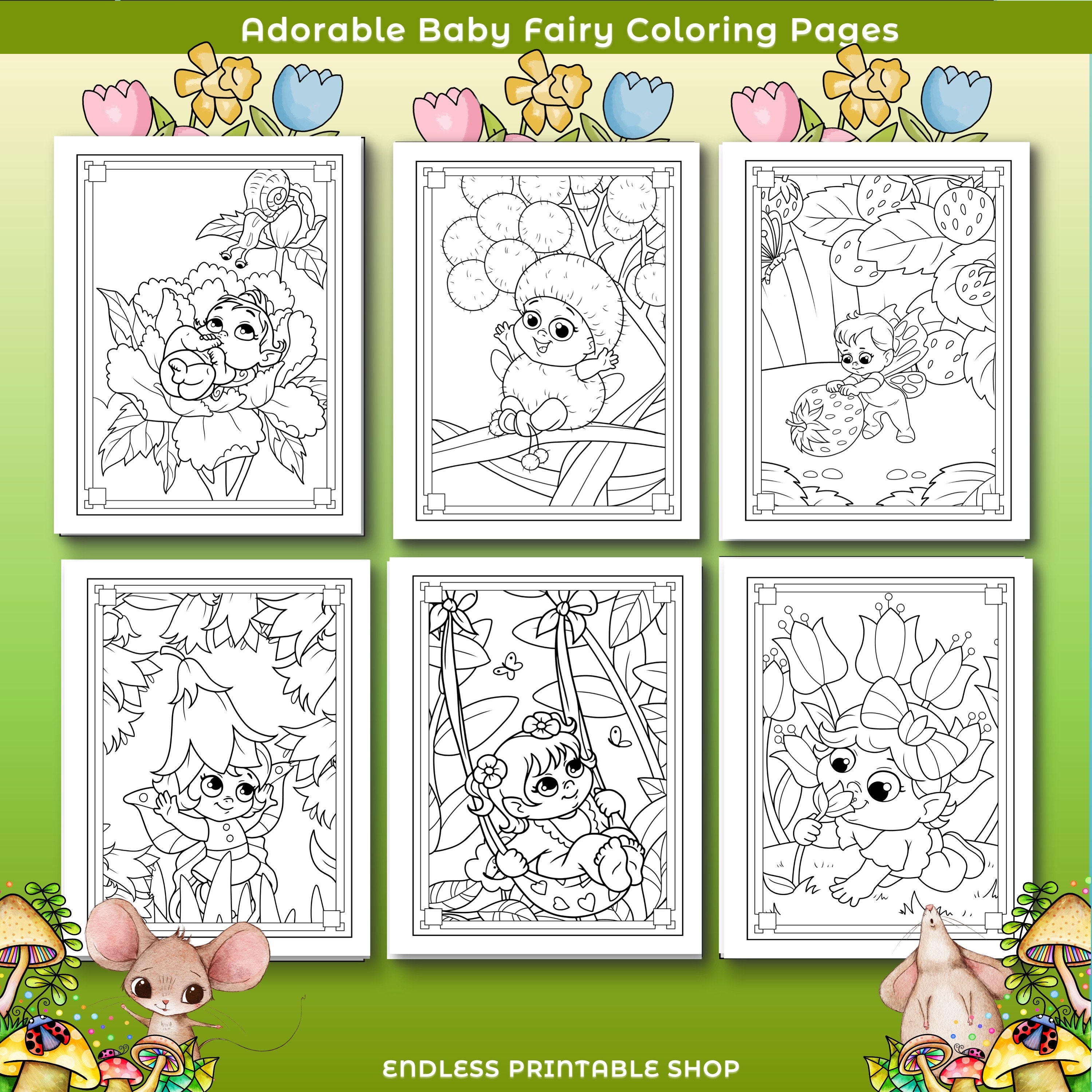 Printable Fairy Coloring Pages Baby Fairy Coloring Page - Etsy