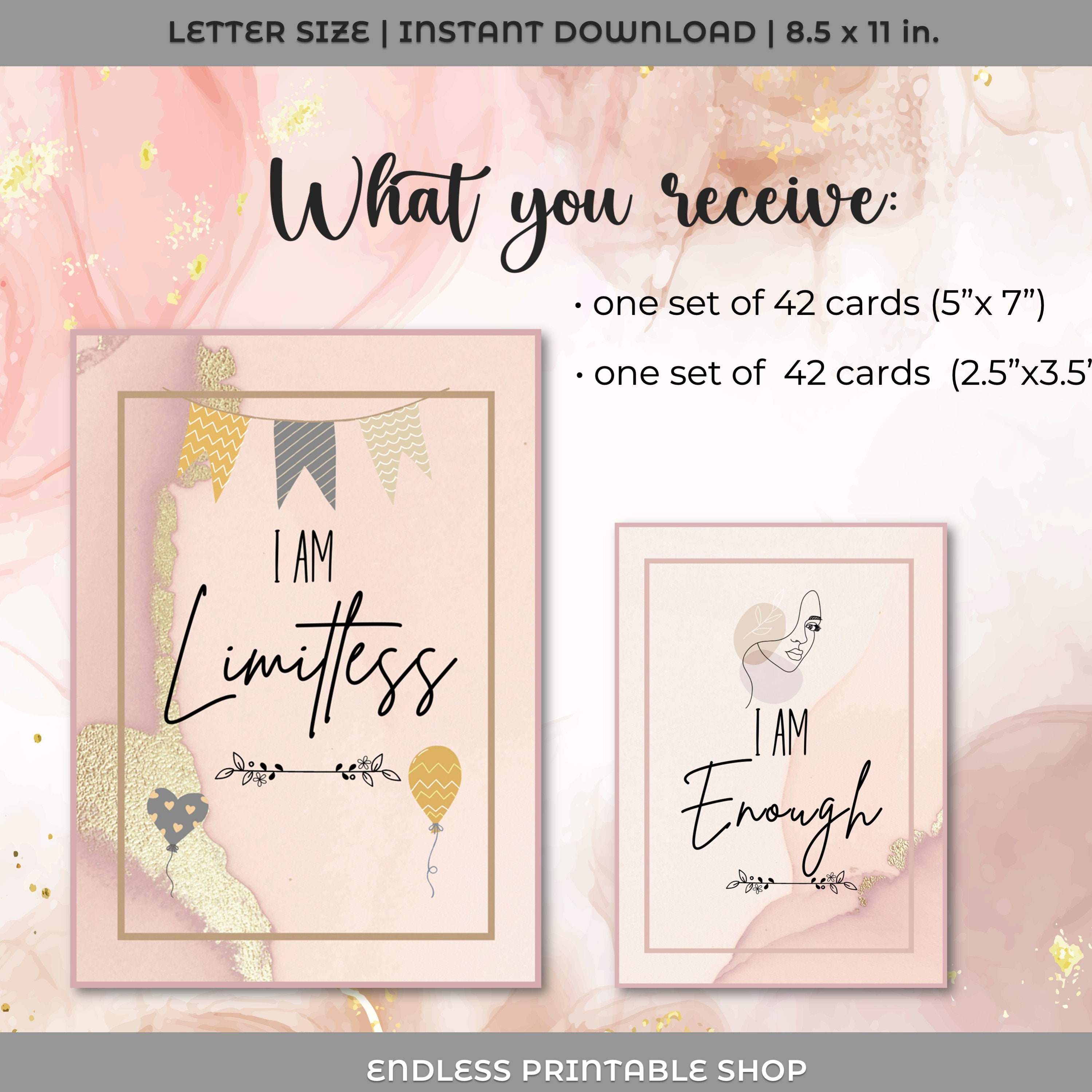 42 Positive Affirmation Cards - Self-care & Manifestation (printable ...