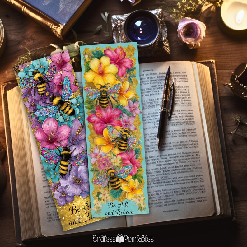 Christian Bee Bookmarks: Floral Bible Verse Designs Printable Gift (PDF ...