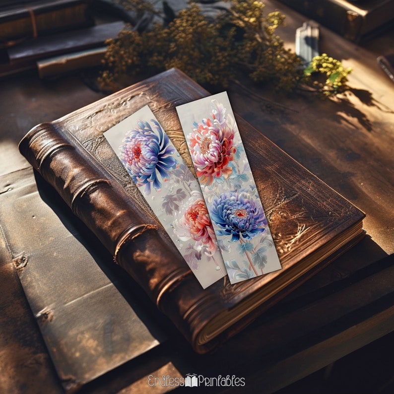 Floral Bookmarks - Printable Flower Design, Elegant Flower, Book Lover ...