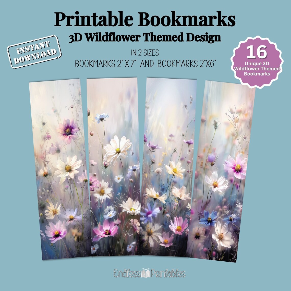 16 Wildflower Printable Bookmark Bundle, Printable Bible Verse ...