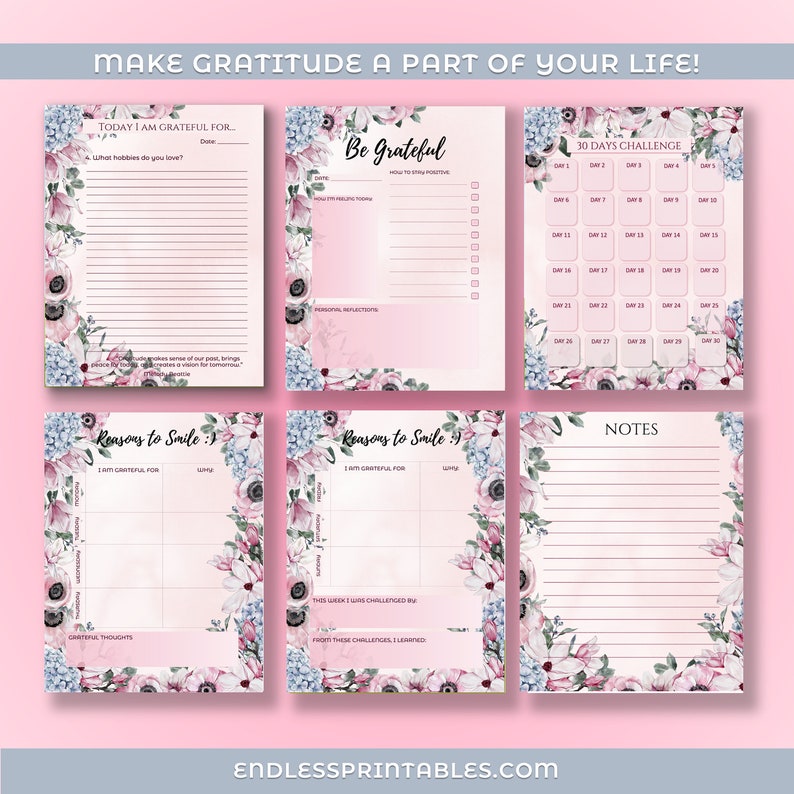 30 Day Gratitude Journal Printable Mindfulness Grateful - Etsy