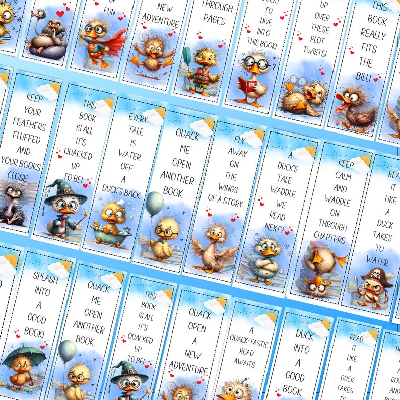 Funny Duck Bookmarks - Printable Animal Quotes Bundle (digital Download ...