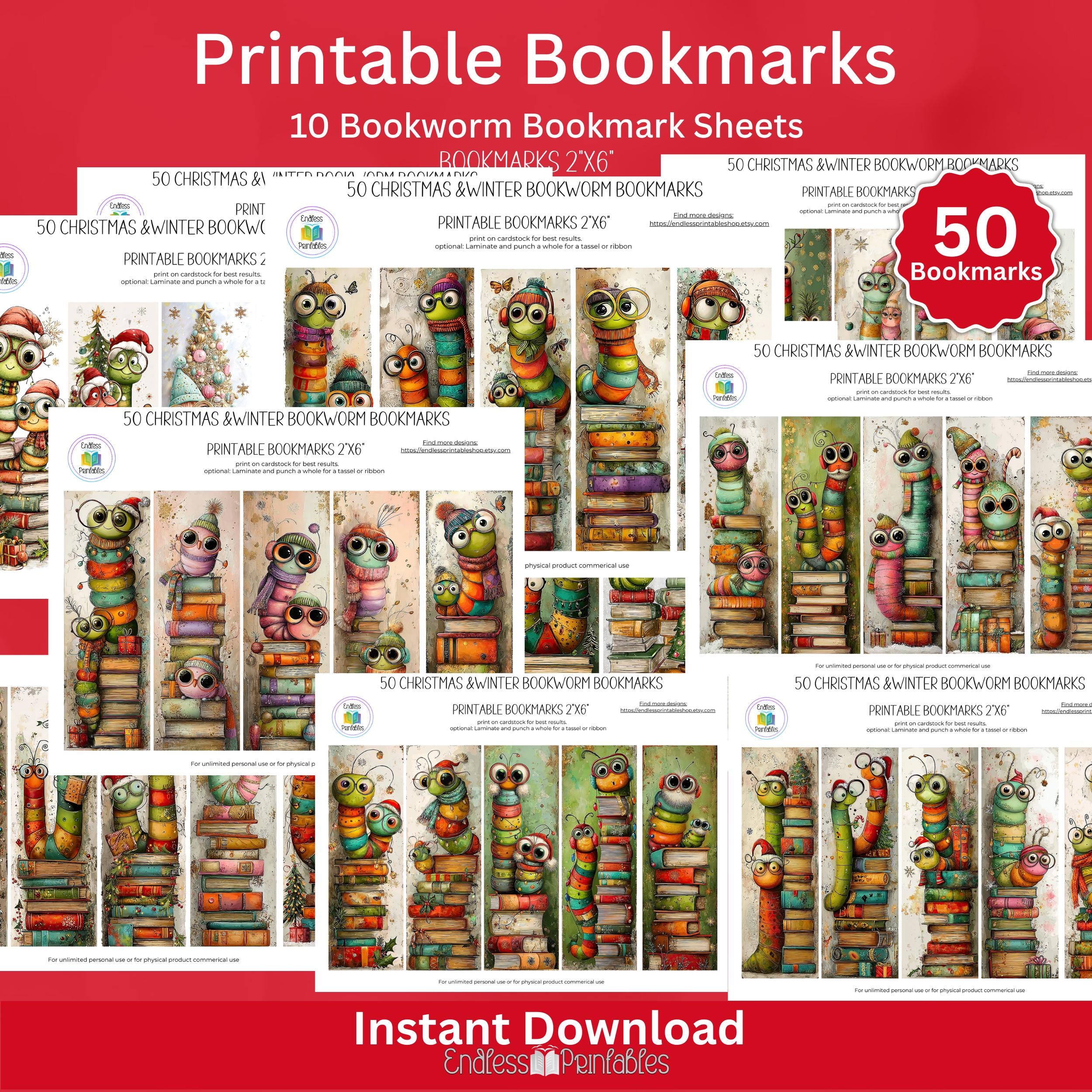 Christmas Bookmarks Printable – 50 Bookworm Designs | Winter Reading ...