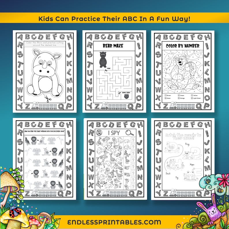 ZOO Animals ABC Printable Activity Coloring Book 153 Zoo - Etsy