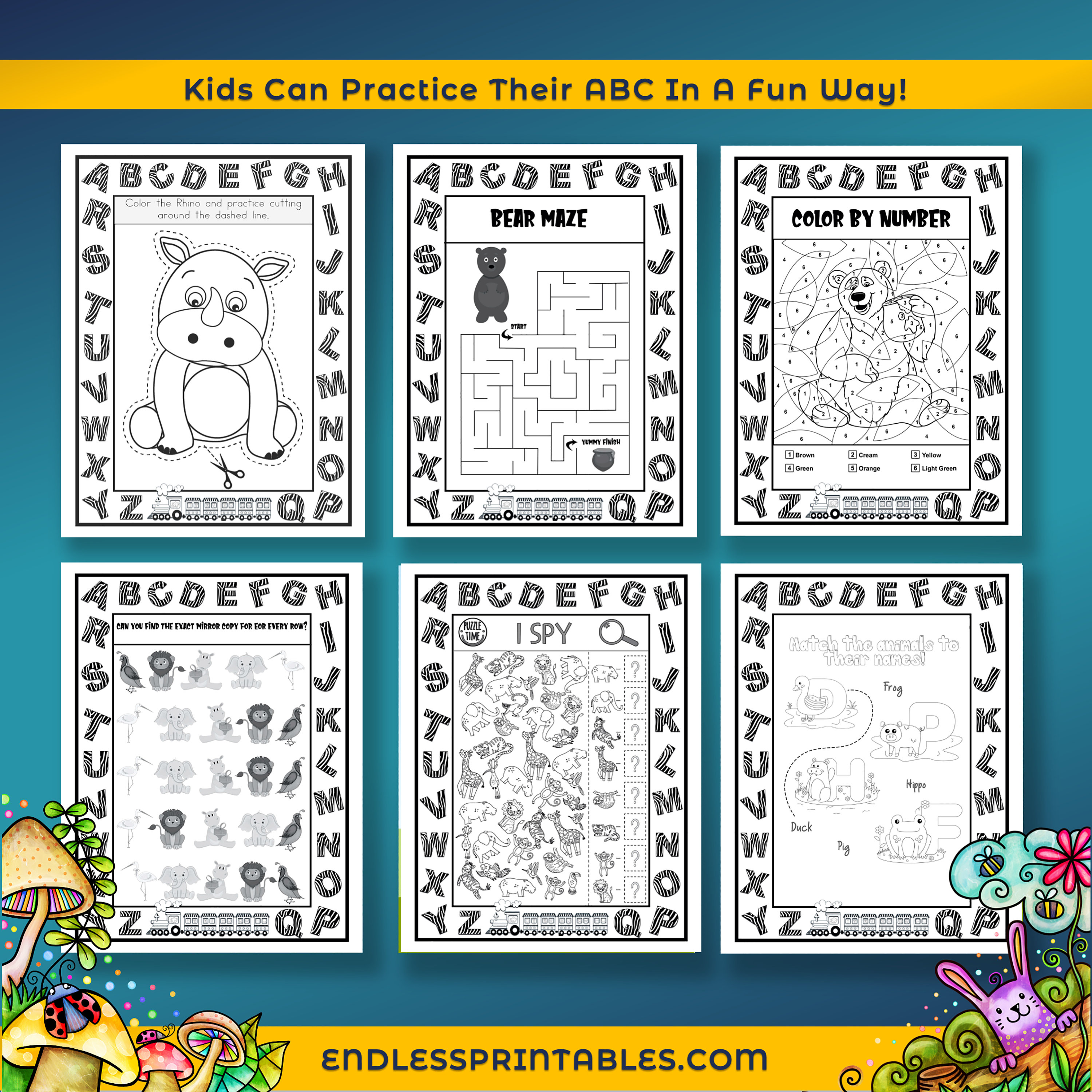 ZOO Animals ABC Printable Activity Coloring Book 153 Zoo - Etsy