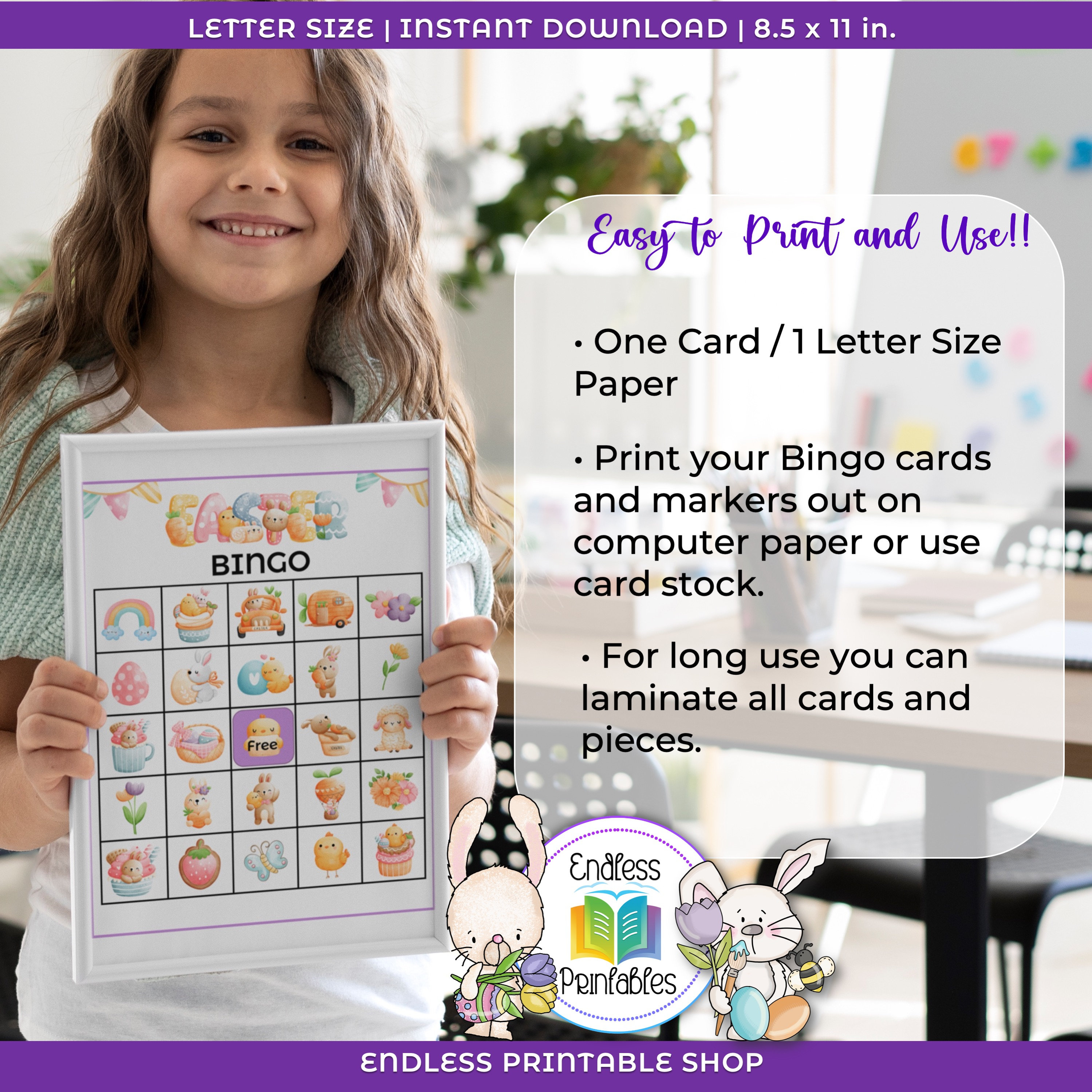 Easter Bingo, Printable Easter Bingo, Kids Party Game, Easter Activity ...