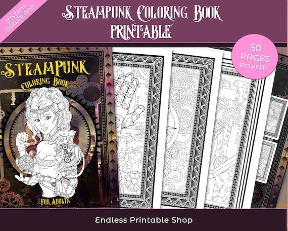 Steampunk Coloring Book 50 Printable Adult Coloring Pages - Etsy