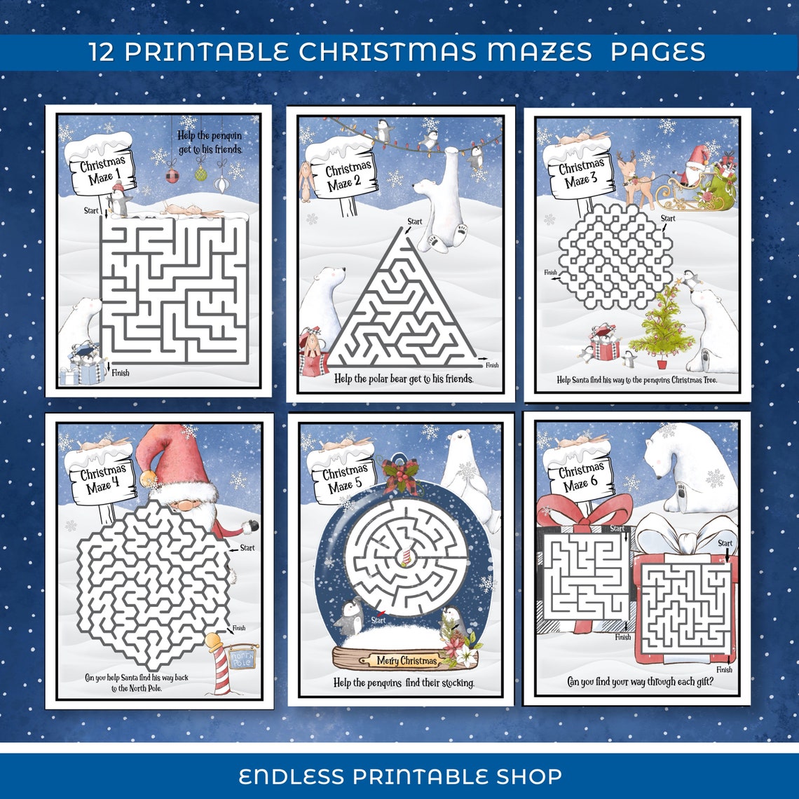 Printable Christmas Maze Pages for Kids Christmas Games for Children ...