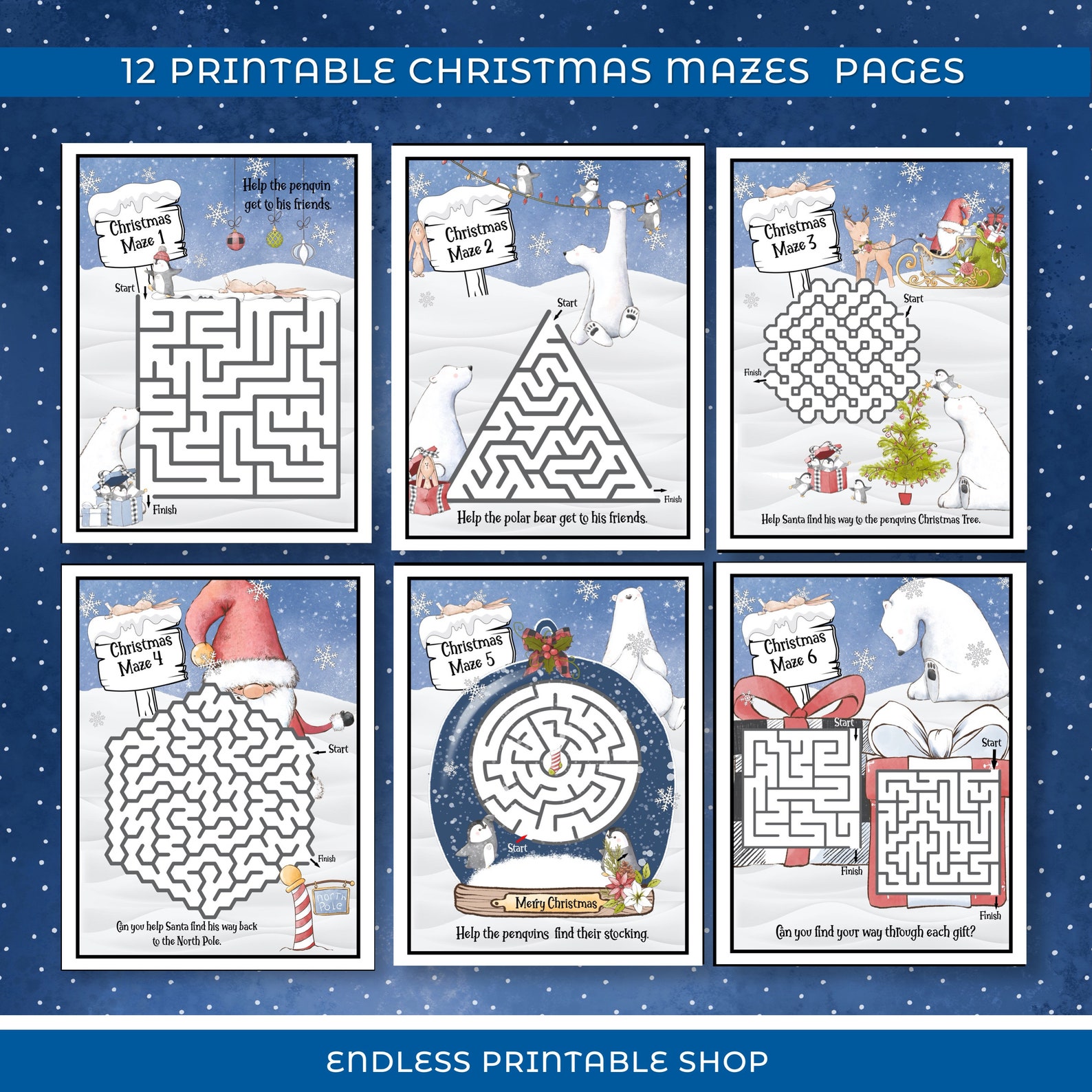 Printable Christmas Maze Pages for Kids Christmas Games for Children ...