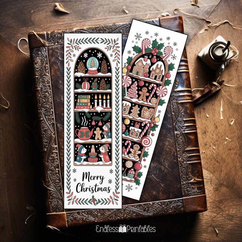 Christmas Bookmarks Printable, Holiday Bookmark Bundle, 60 Festive ...