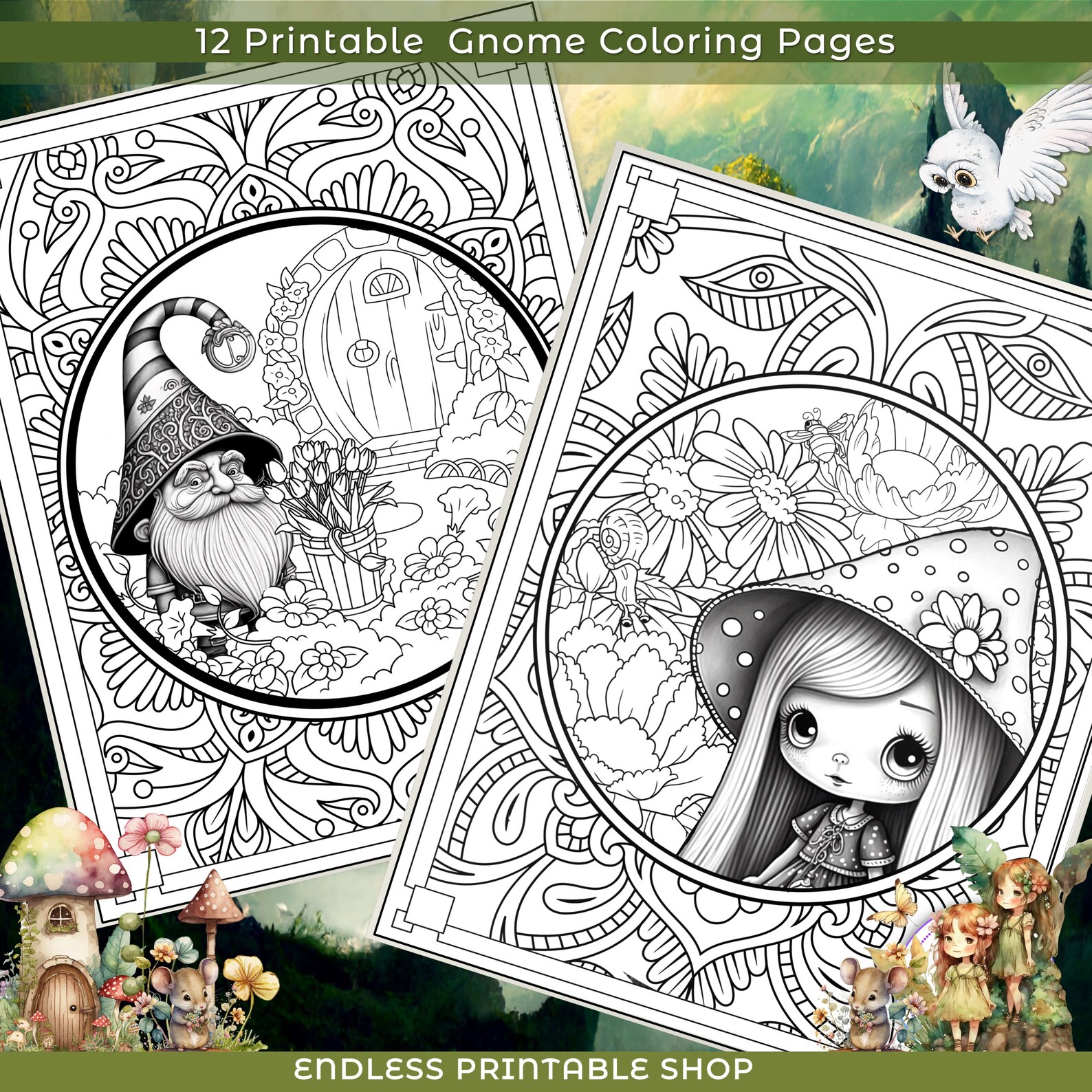 2023 Printable Calendar, Mandala Coloring, Monthly Calendar, Gnome ...