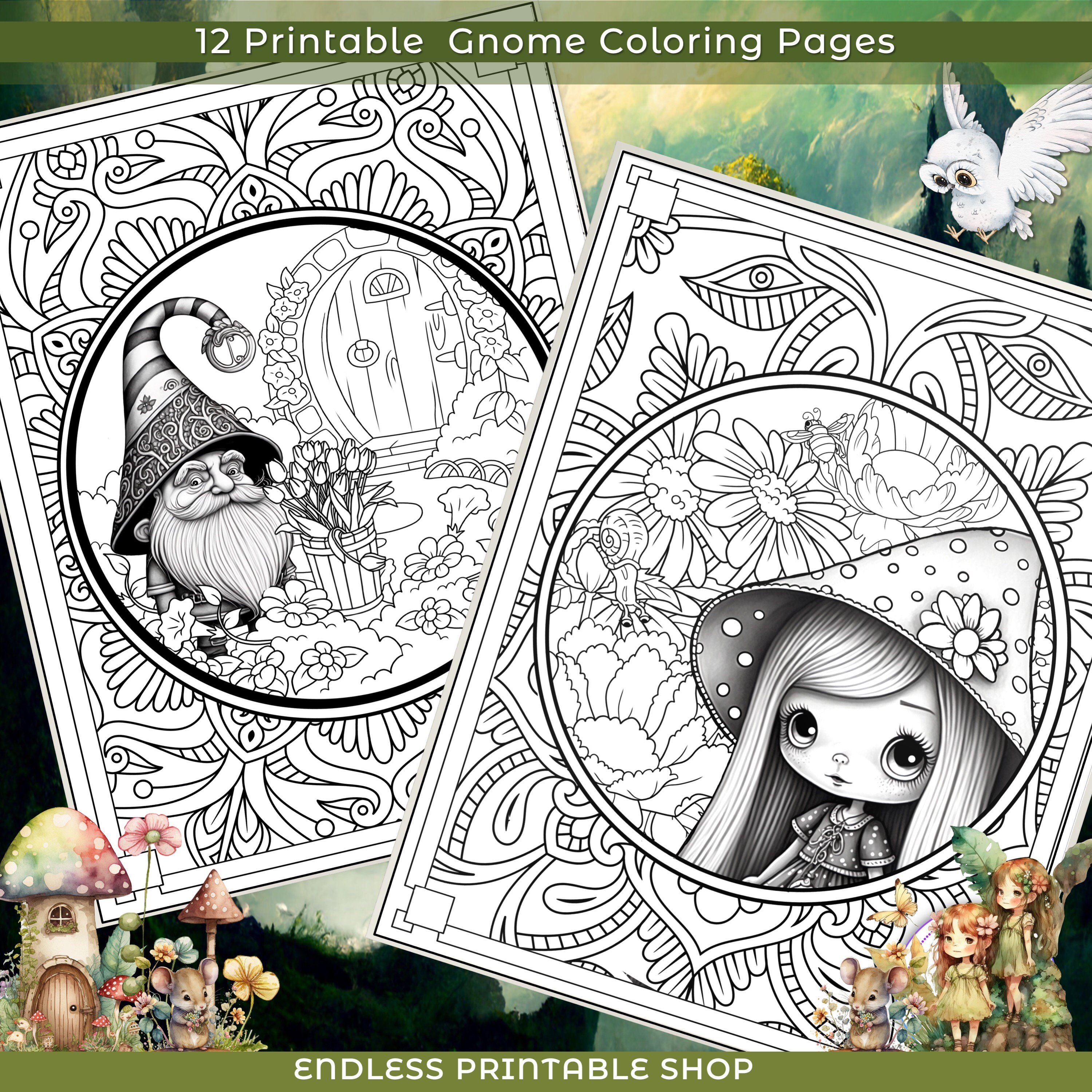 2023 Printable Calendar, Mandala Coloring, Monthly Calendar, Gnome ...