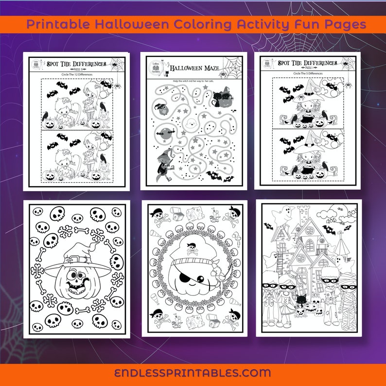 Printable Halloween Activity Pages | Halloween Coloring Sheets for Kids ...